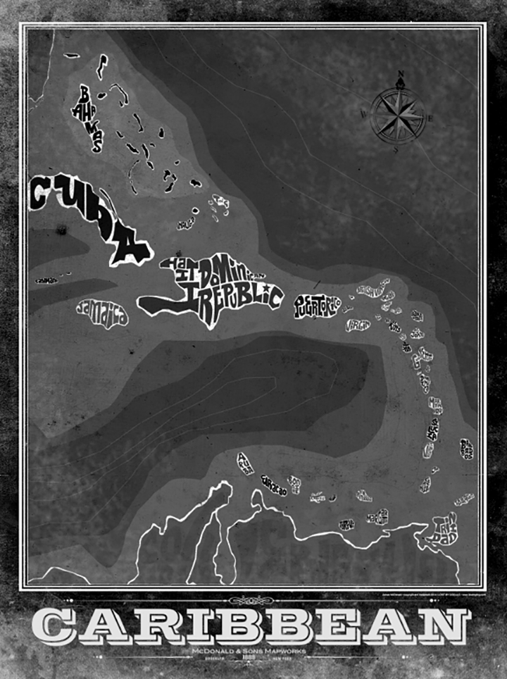 Map Of Caribbean Islands Black And White