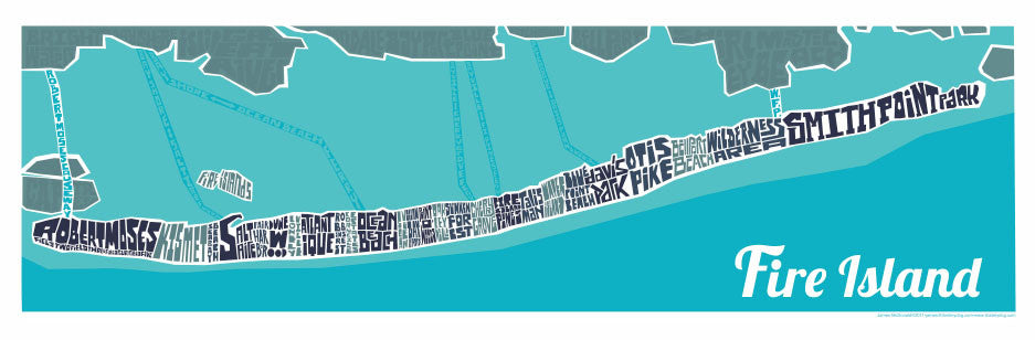 Fire Island Type Map – LOST DOG Art & Frame