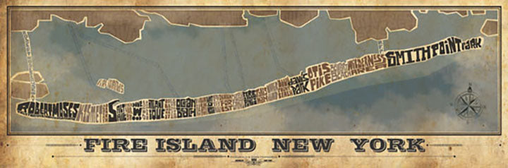 Fire Island Type Map – LOST DOG Art & Frame