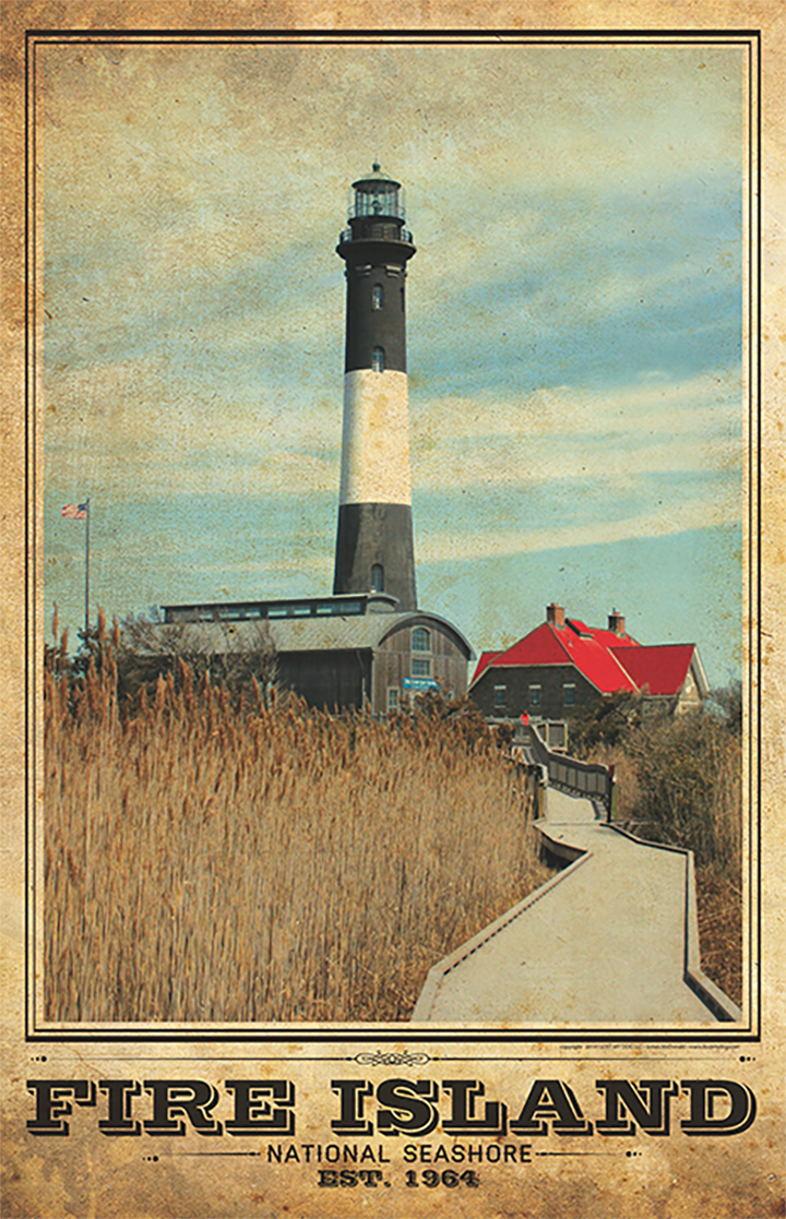 Fire Island Lighthouse Vintage Travel Poster – LOST DOG Art & Frame