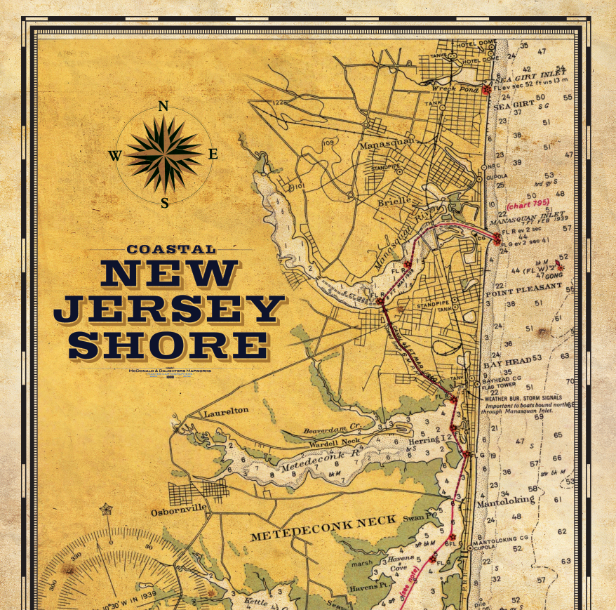 Jersey Shore Map Jersey Shore New Jersey, Barrel End Map Art