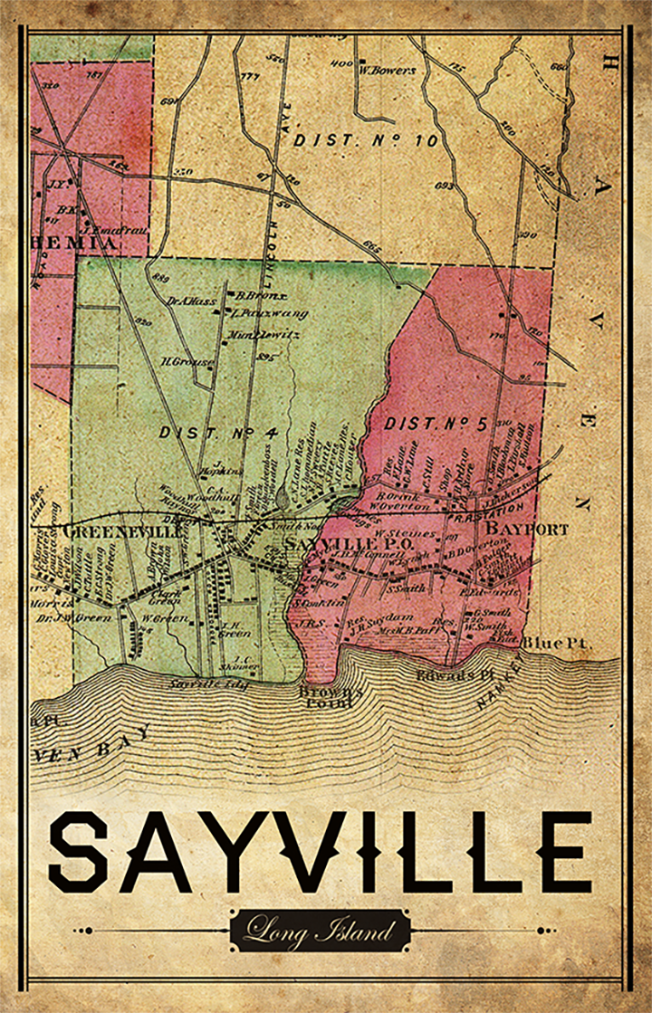 Sayville Vintage Map – LOST DOG Art & Frame