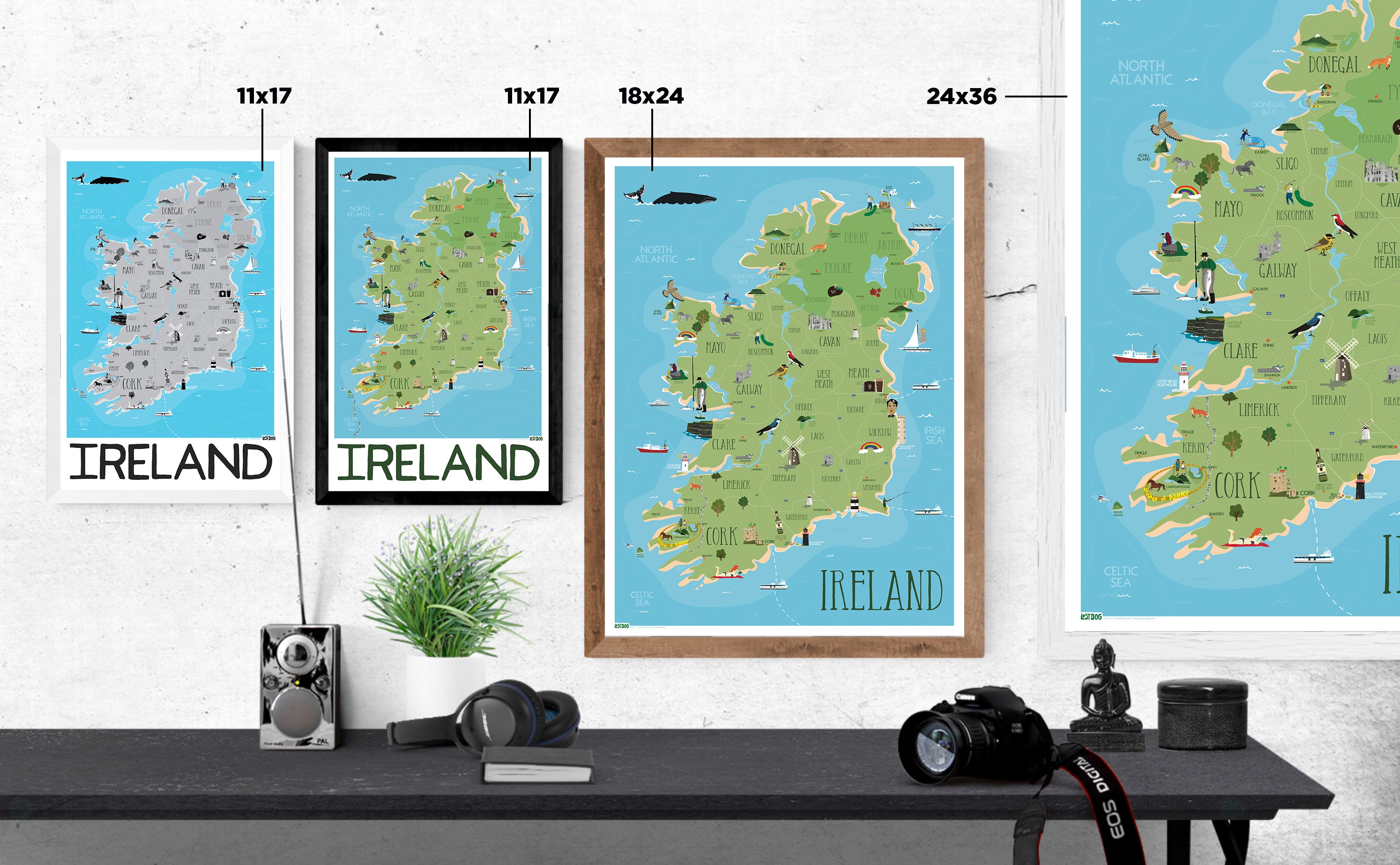 Ireland Illustrated Map – LOST DOG Art & Frame