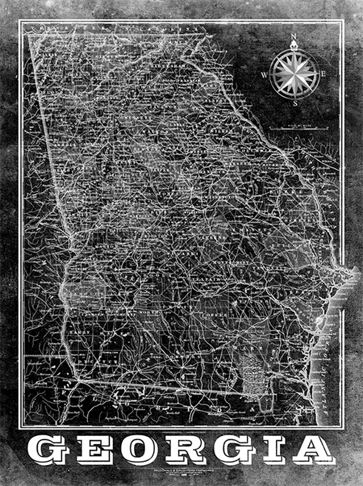Vintage Road Map Black And White
